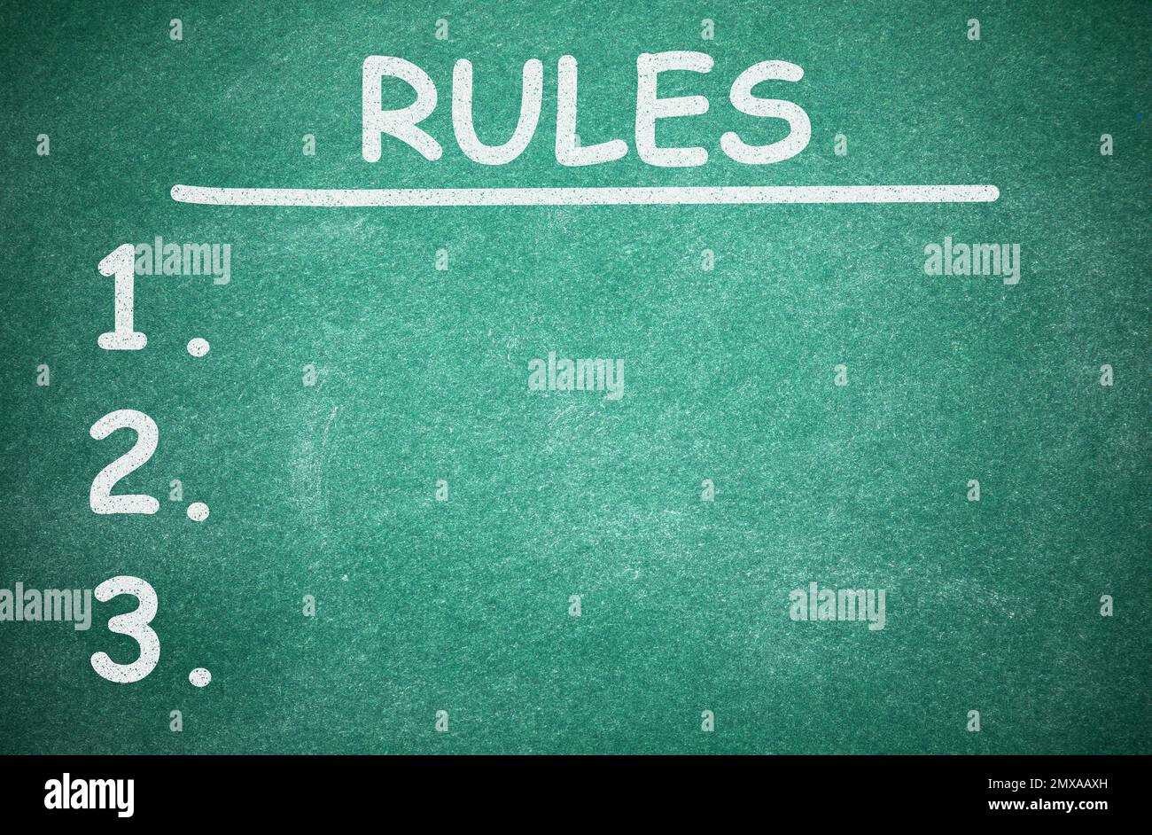 Chalkboard with list of rules as background Stock Photo - Alamy