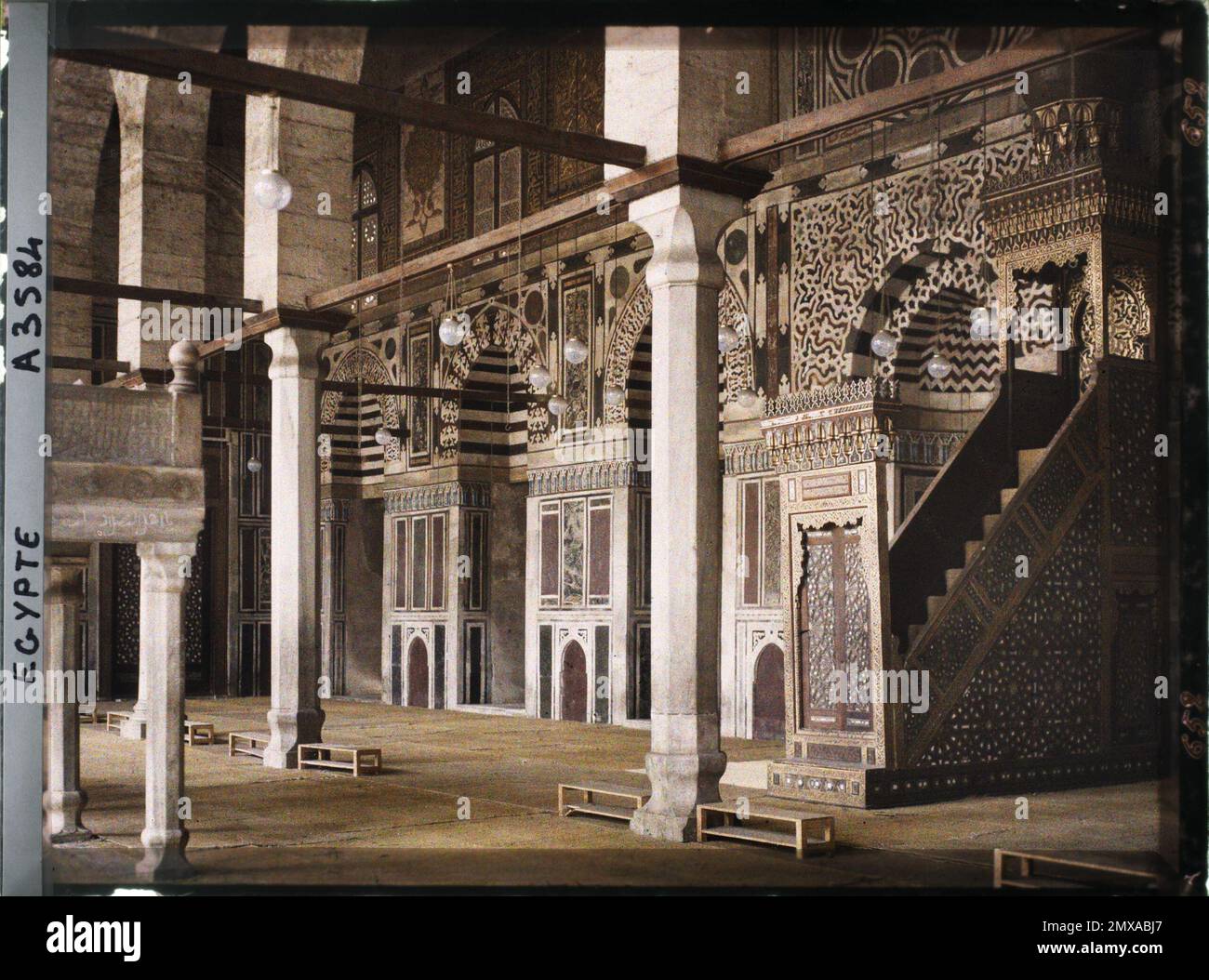 Prayer inner view islam lamp mosque mihrab minbar religious arc hi-res ...