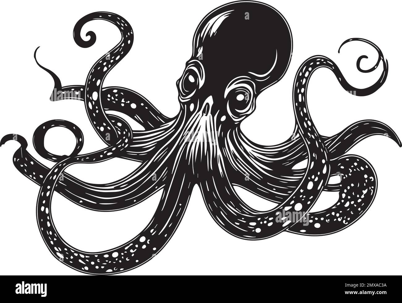 Deep Sea Octopus Monochrome Logo Stock Vector Image & Art - Alamy