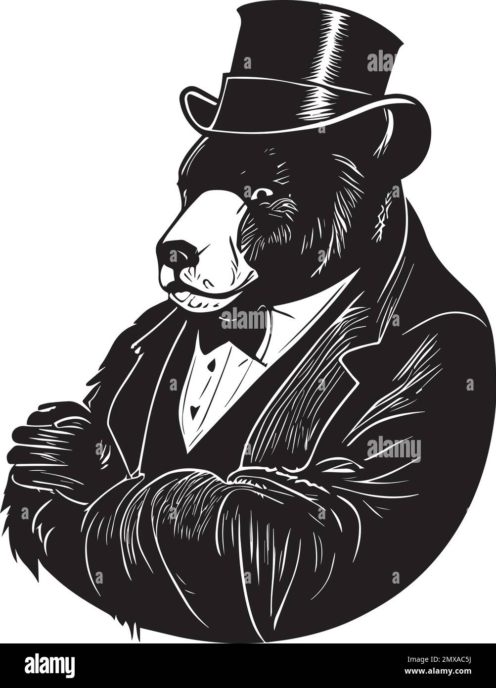 Bear in hat Black and White Stock Photos & Images - Alamy