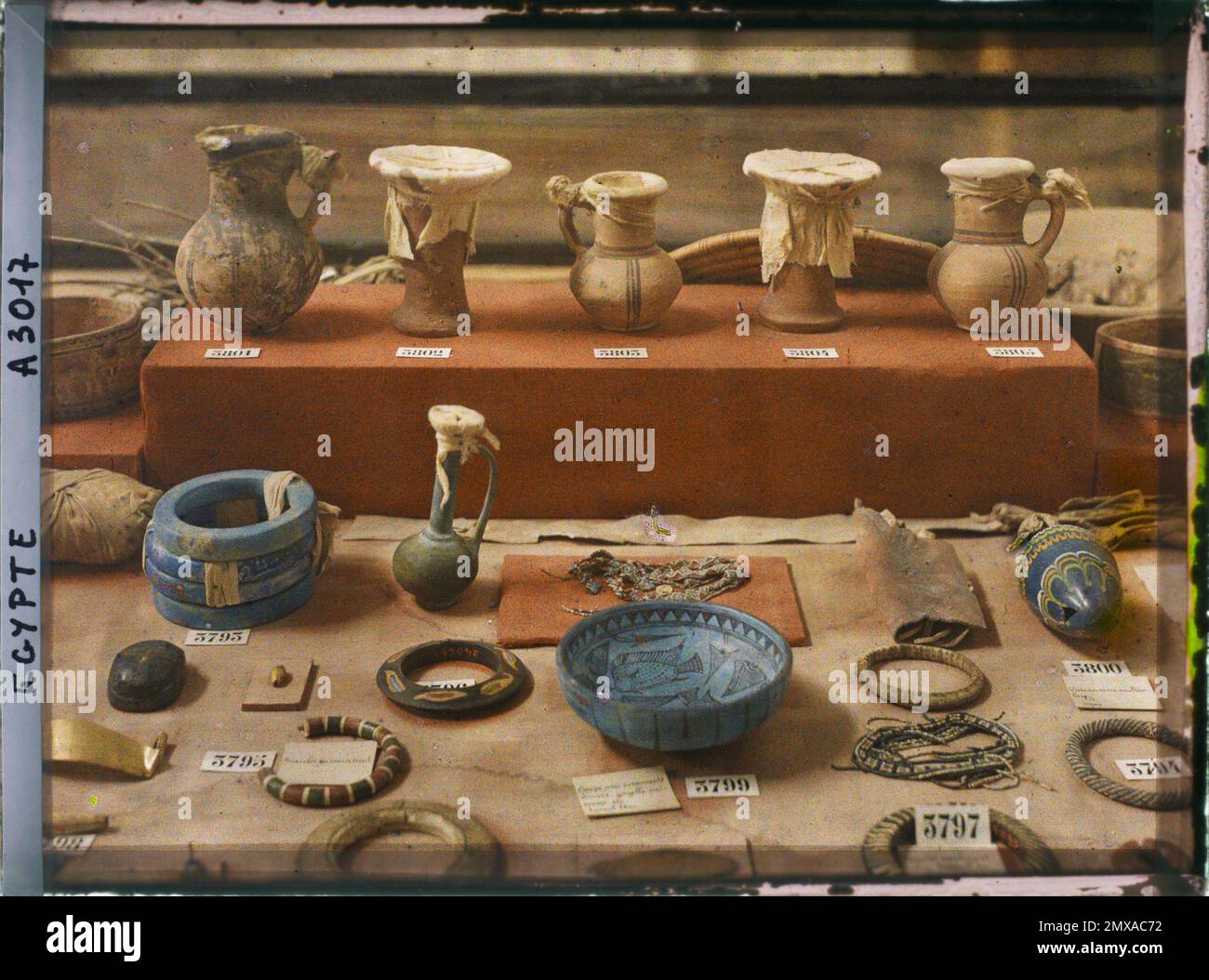 Cairo, Egypt, Africa various objects in a display case in the Egyptian ...