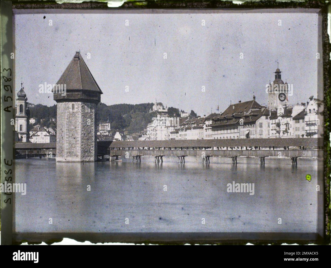 Lucerne, Swiss Kapellbrücke (Pont de la Chapelle) and La Reuss , 1911 ...
