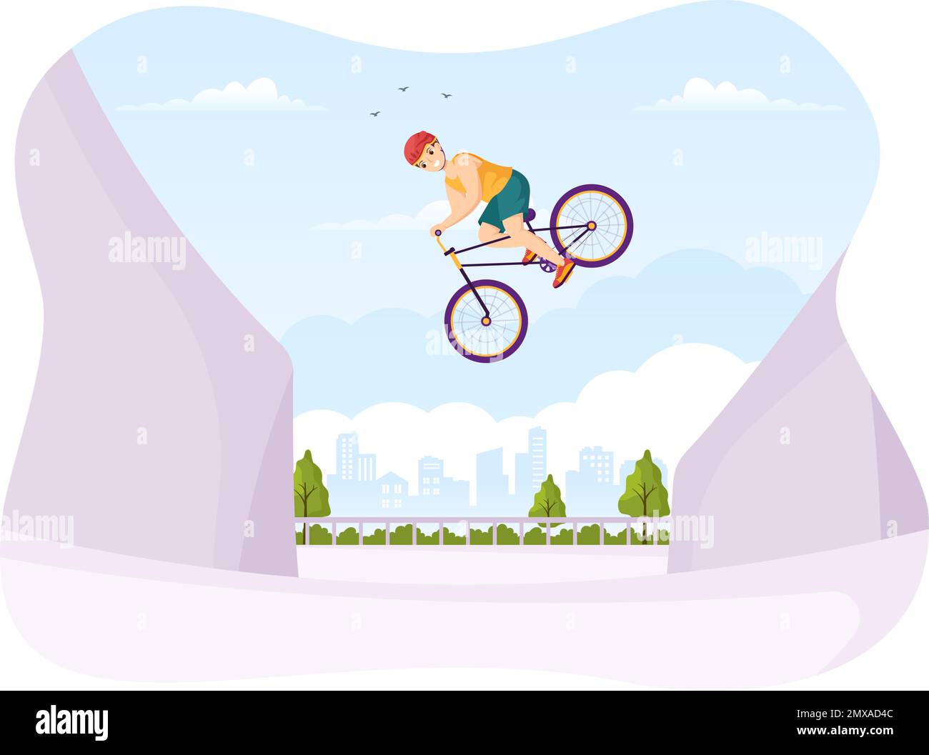 BMX Bicycle Sport Illustration with Young People Riding Bicycles for ...