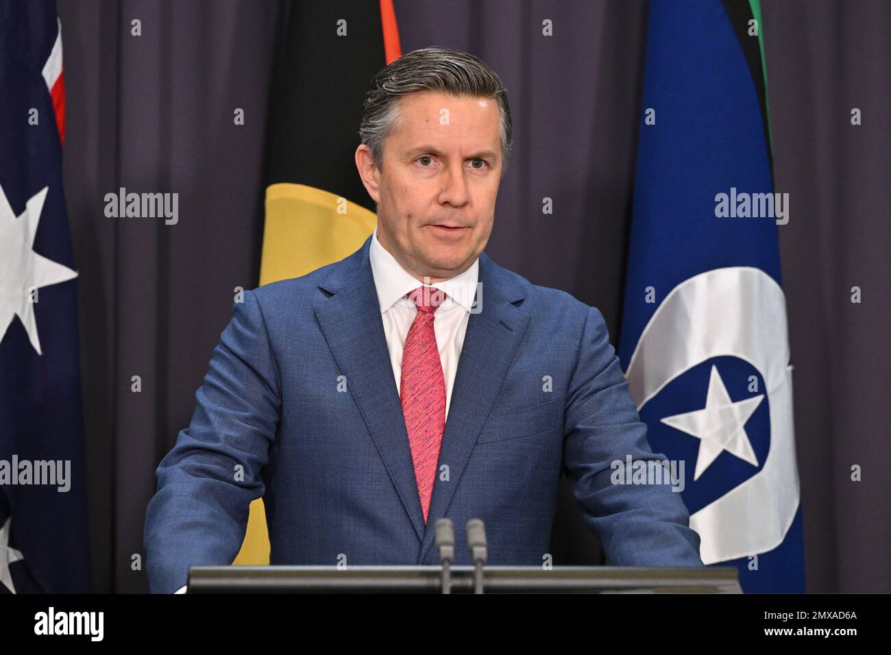 Minister for Health Mark Butler at a press conference after a National ...