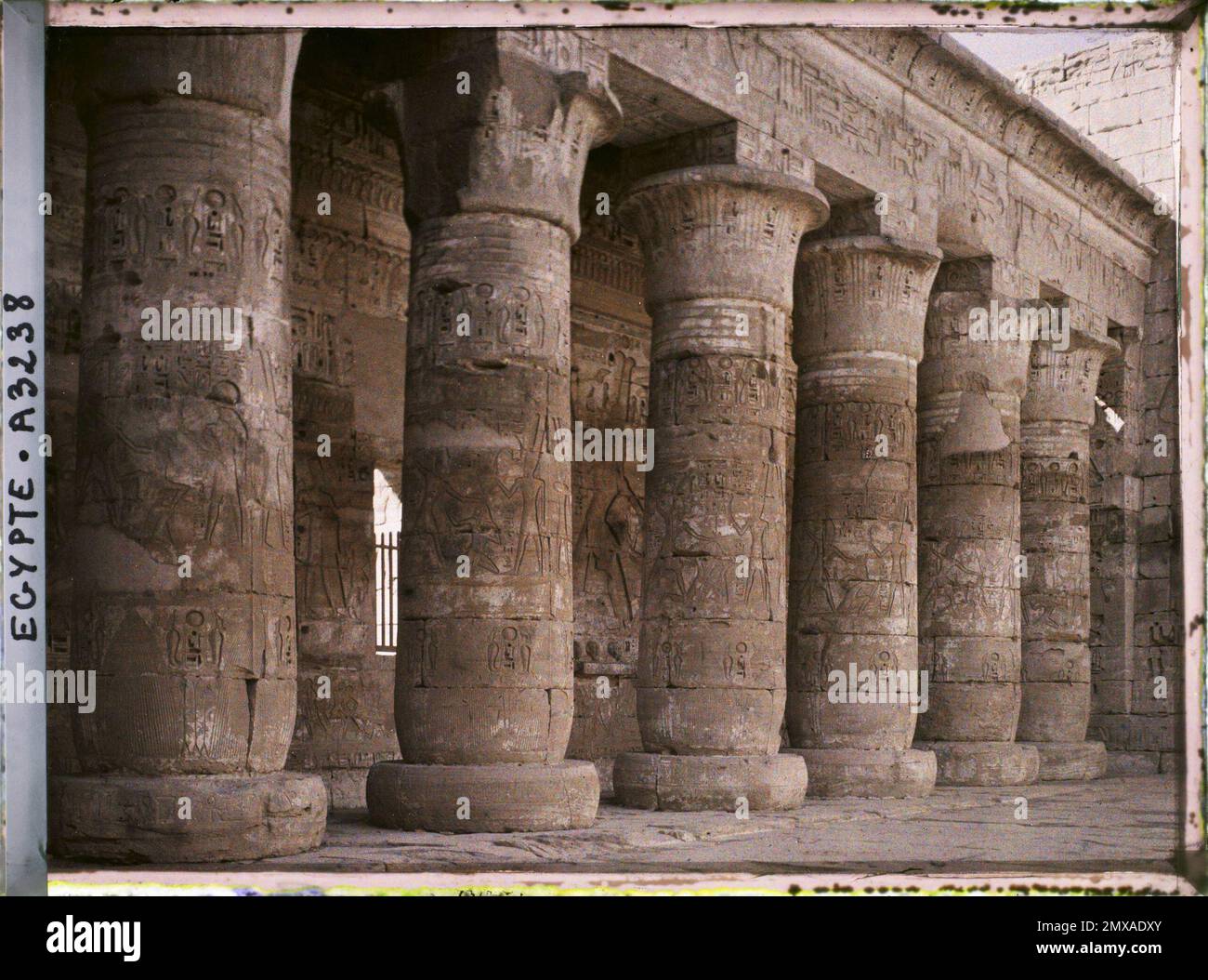 Medinet-Habou, Egypt, Africa Colonnade of the 1st Court of the Grand ...