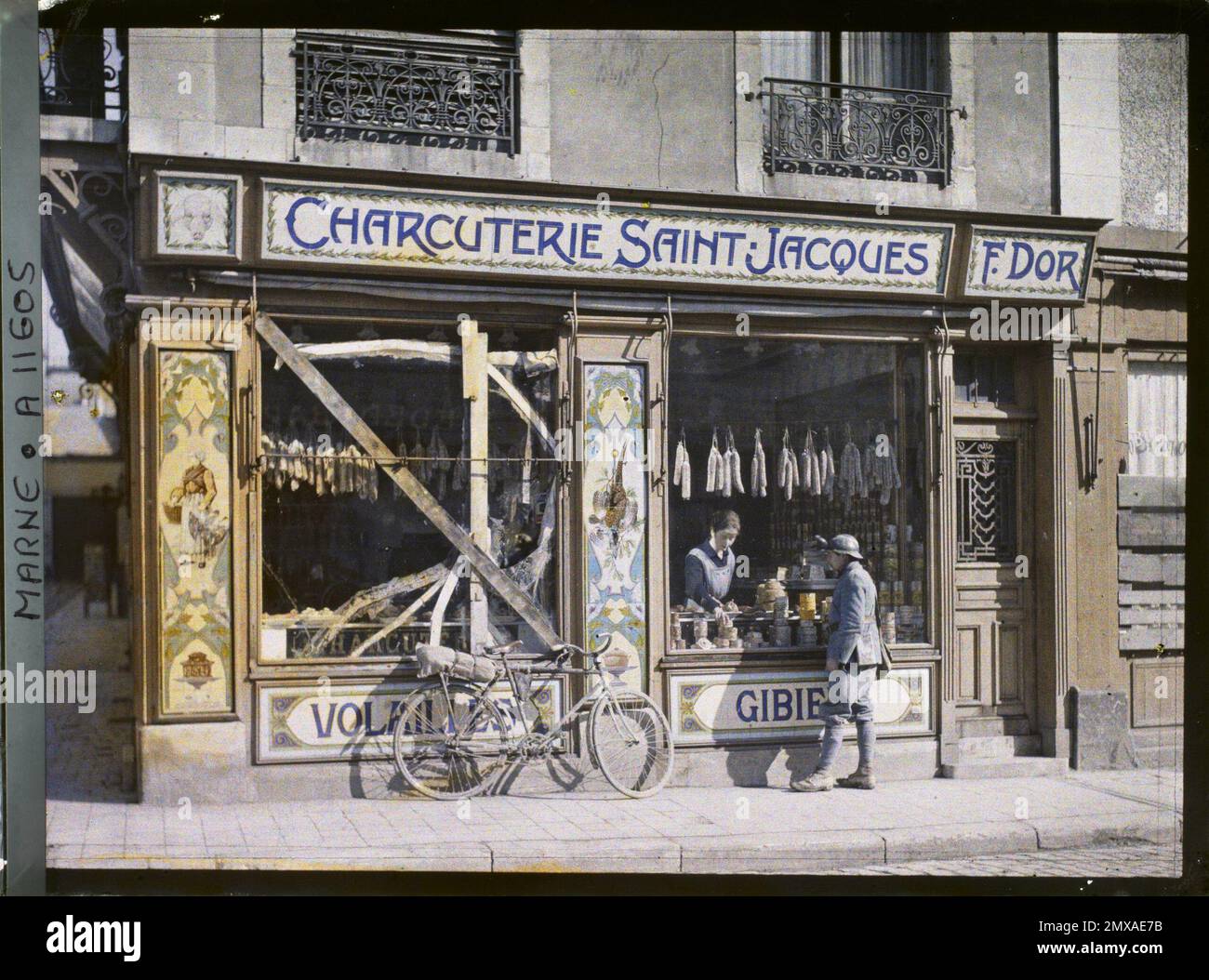 Reims, Marne, Champagne, France storefront of Saint-Jacques charcuterie ...