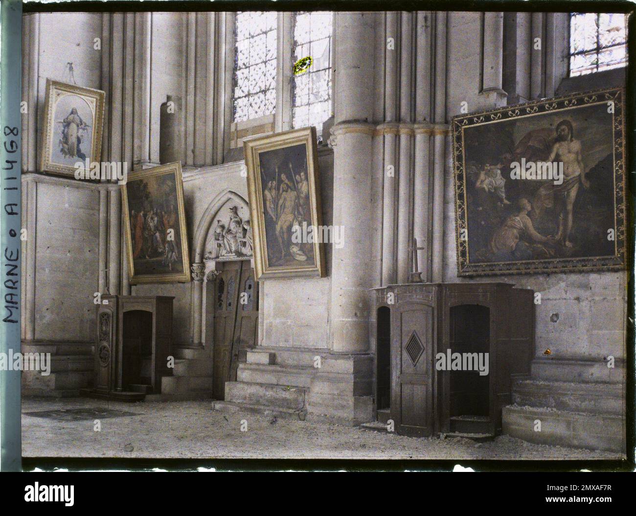 Reims, Marne, Champagne, interior France of the cathedral , 1917 ...