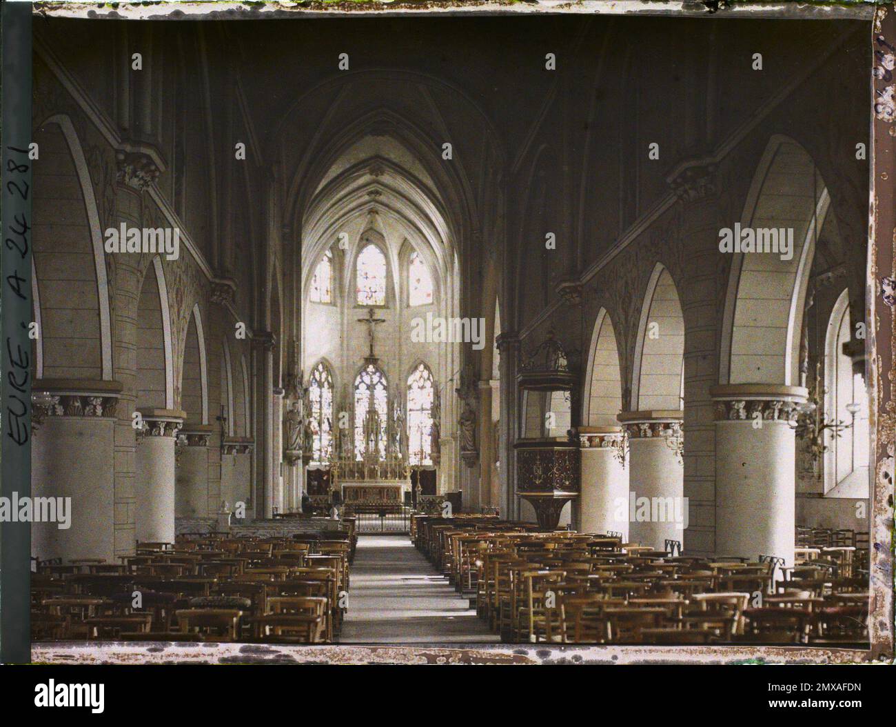 Verneuil-sur-Avre, Eure, Normandy, inner France of the Madeleine church ...