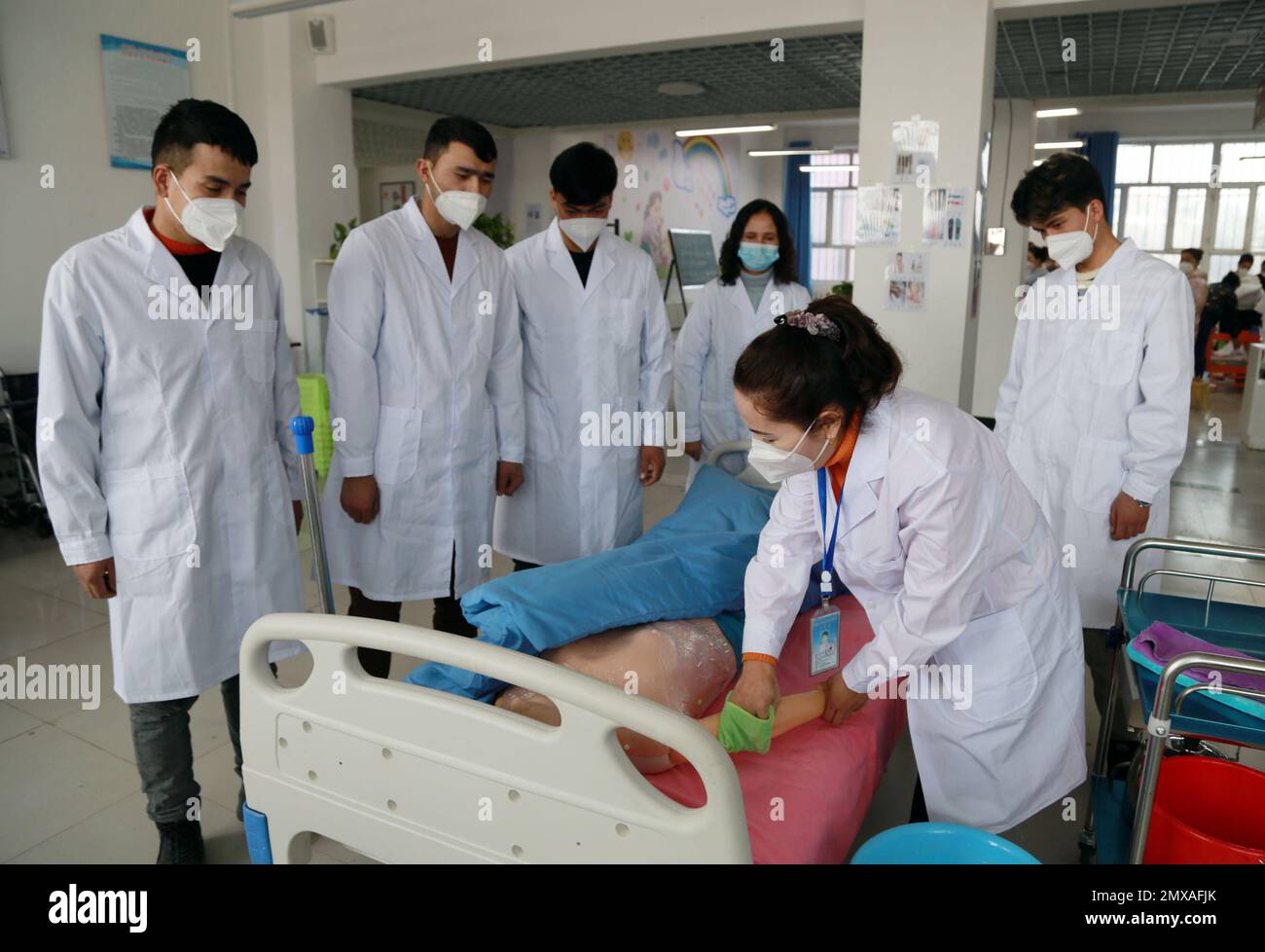 AKSU, CHINA - FEBRUARY 2, 2023 - Students learn patient care skills at ...