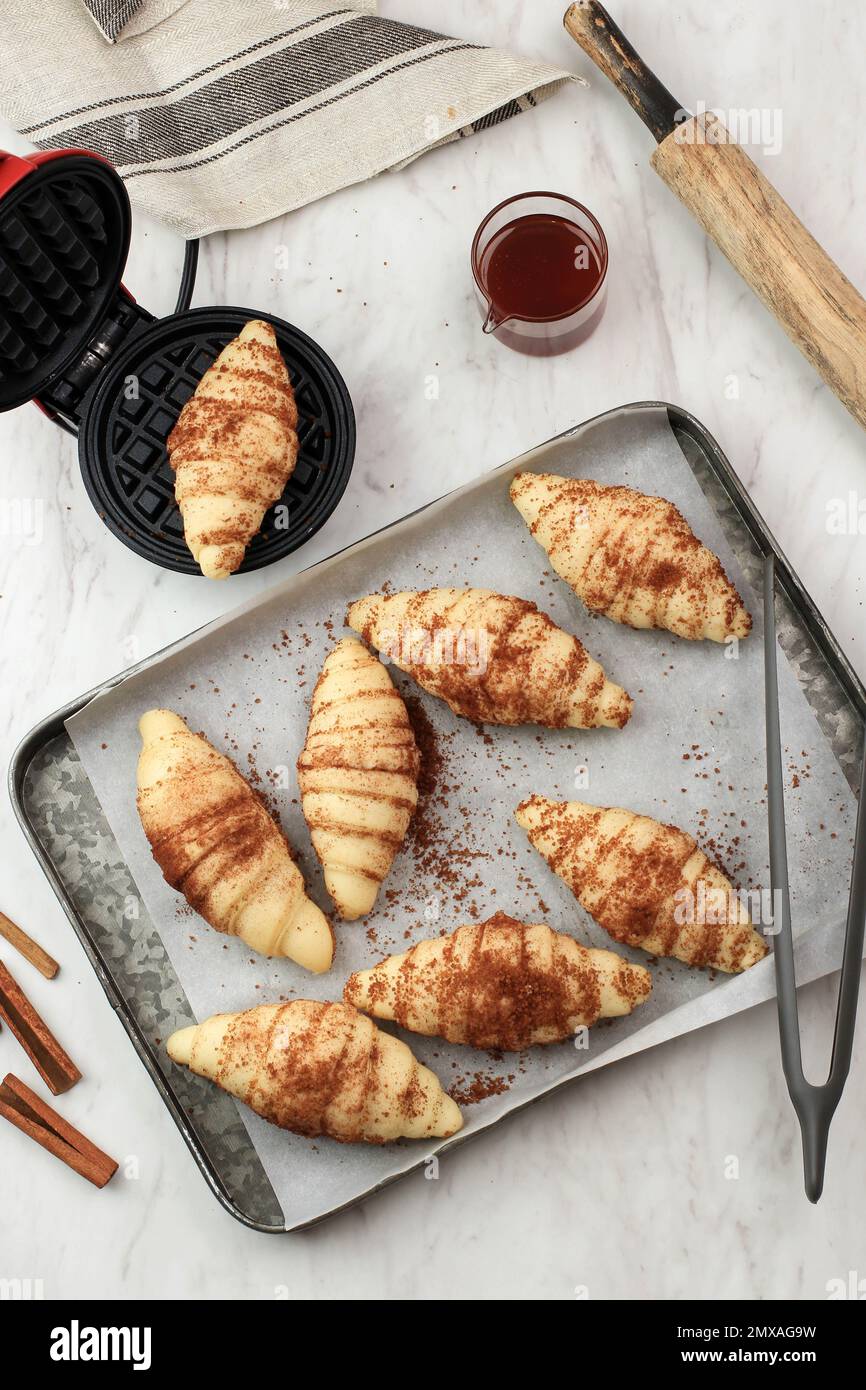 Raw Palm Sugar Croissant before Baked or Making Croffle Croissant ...