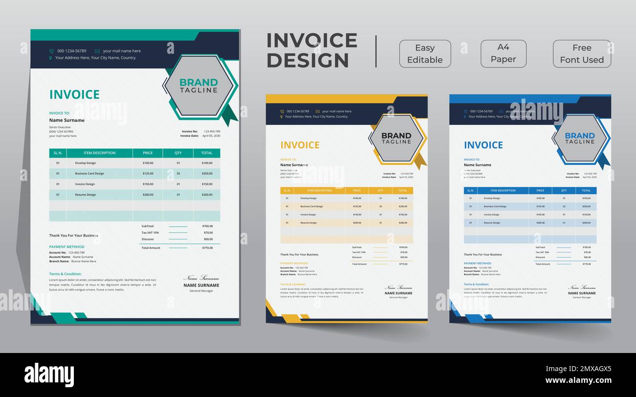 Professional invoice design Stock Vector Images - Alamy