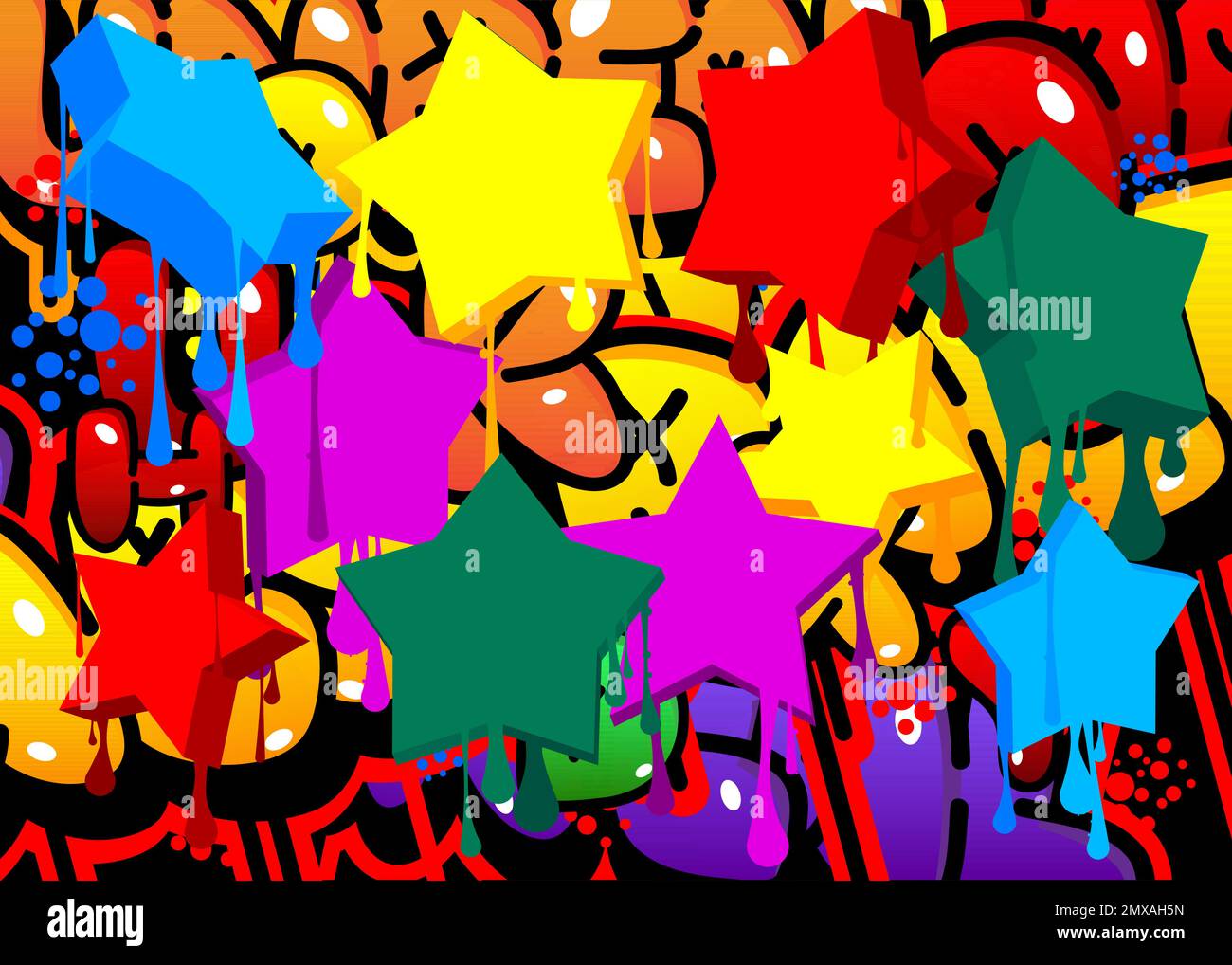 Graffiti Stars Background. Abstract modern street art decoration ...