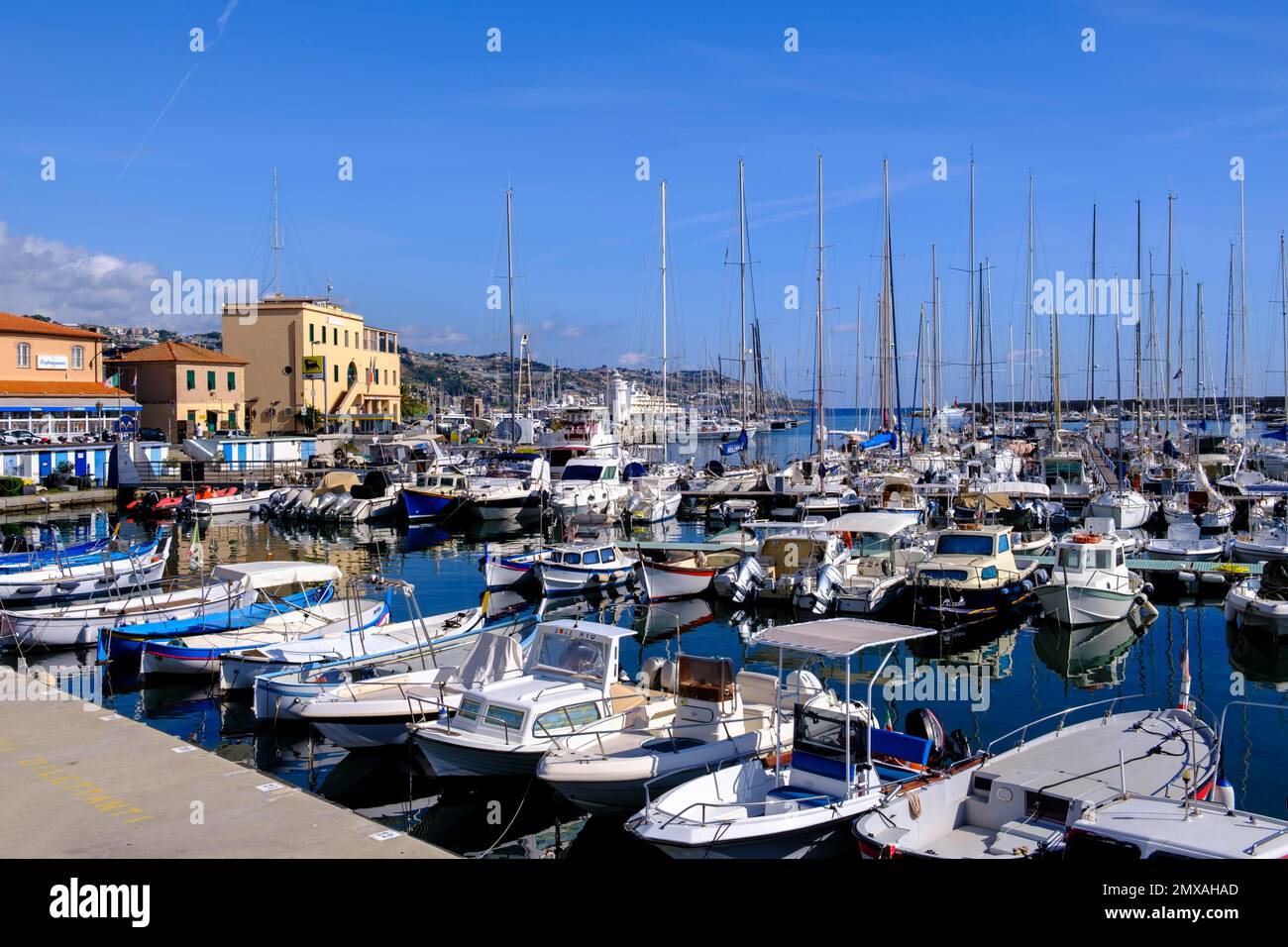 Boats in Porto Vecchio, harbour, San Remo, Sanremo, Riviera, Liguria ...