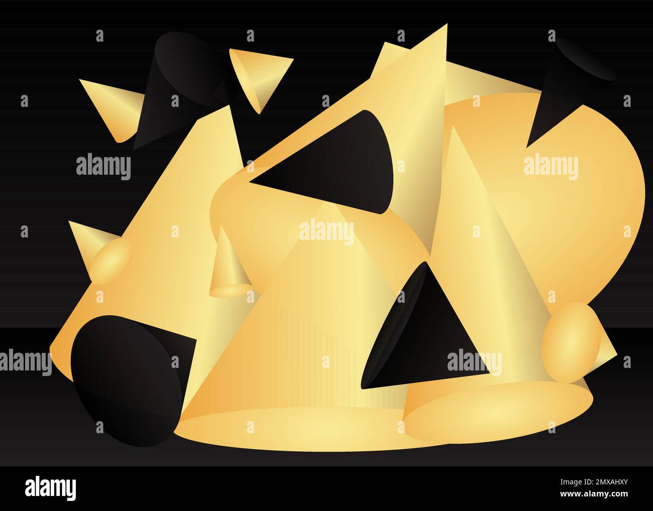 Abstract elegant Geometric cone shapes background. Vector 3d flying ...