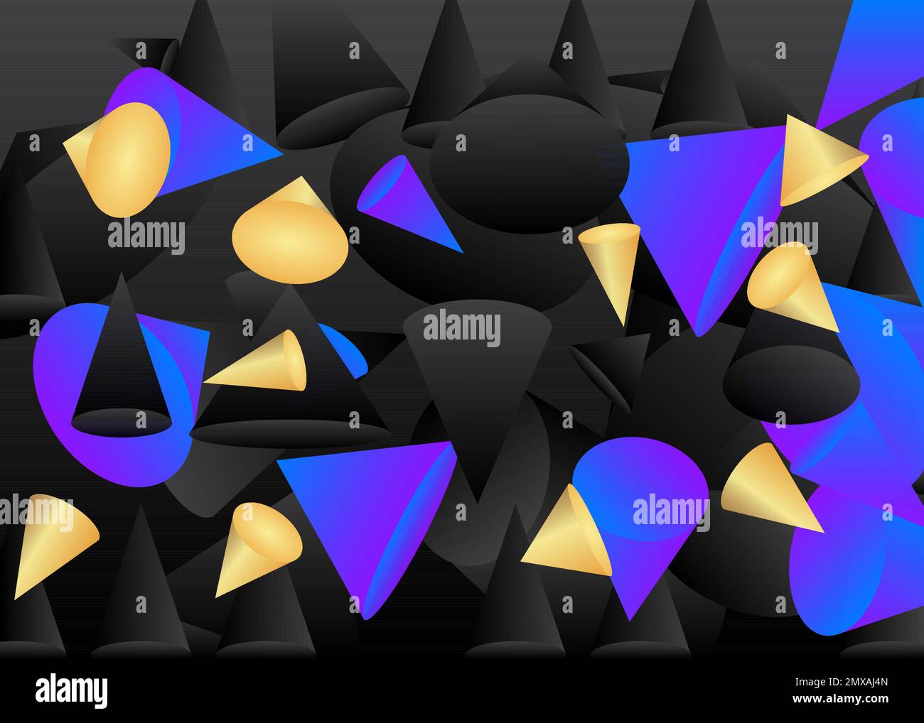 Abstract elegant Geometric cone shapes background. Vector 3d flying ...