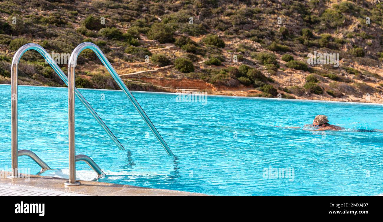 Swimming pool at the hotel, Crete, Greece Stock Photo - Alamy
