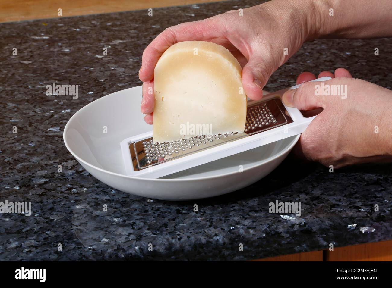 Southern German cuisine, preparation goat cheese beetroot burger, grate ...