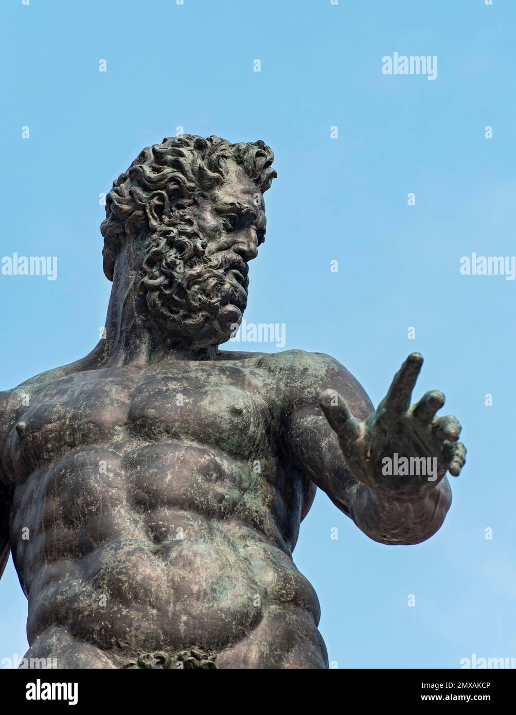 Detail of bronze figure of god Neptune, Fountain of Neptune, Fontana di ...