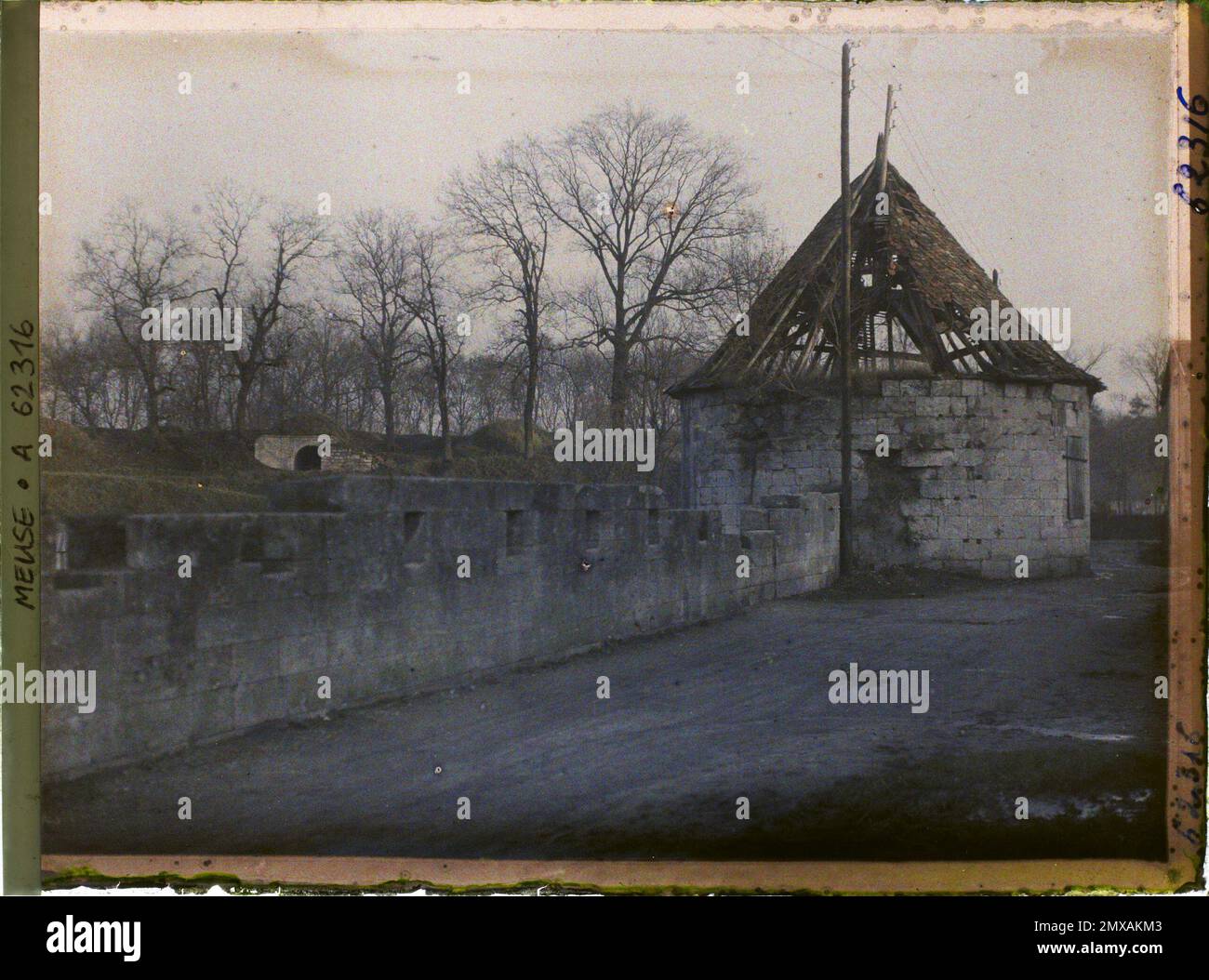 Tour ruins front fortified architecture post war period rampart hi-res ...
