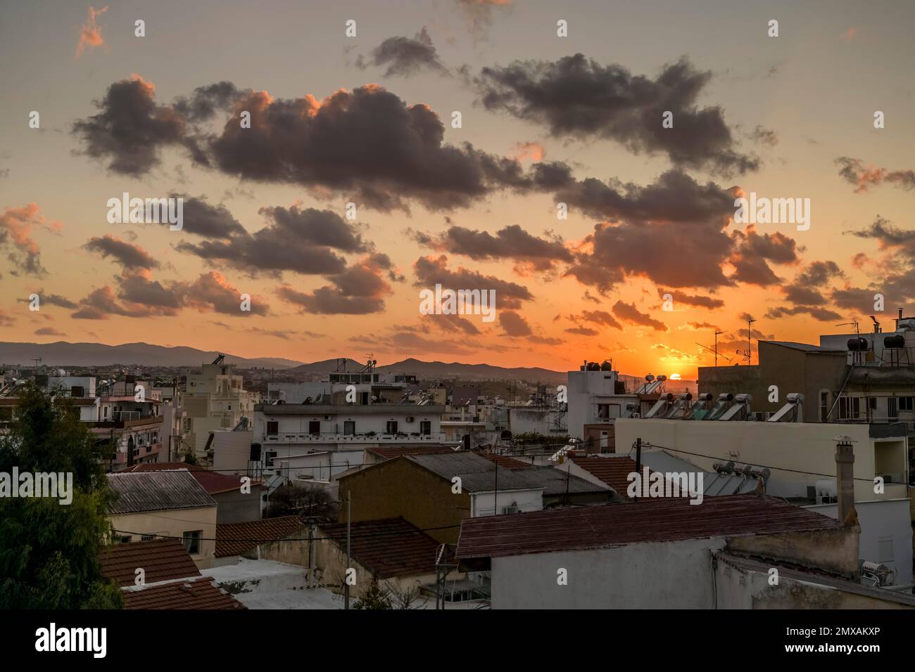 Sunset, New Town, Chania, Crete, Greece Stock Photo - Alamy