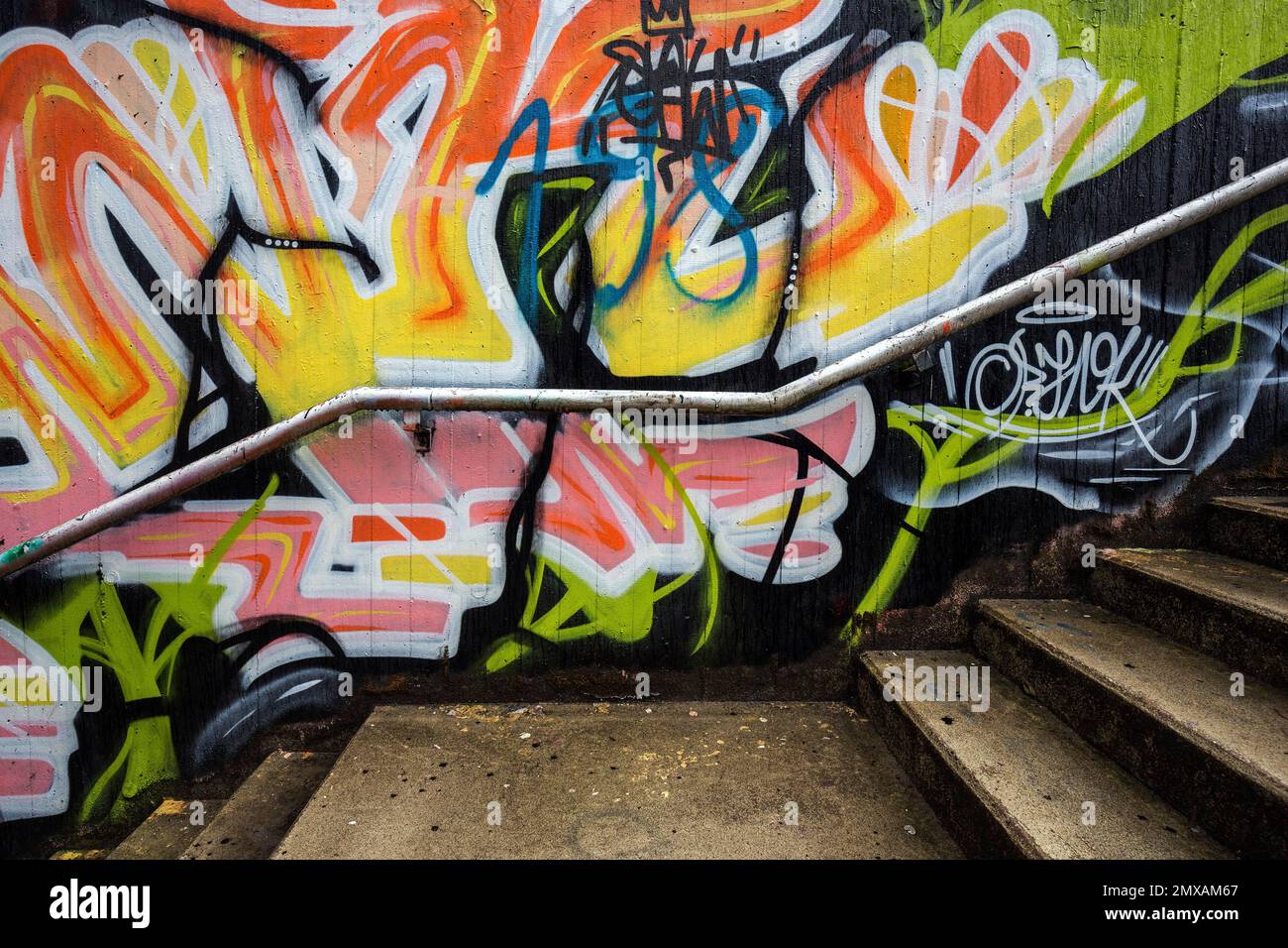 Street art, graffiti in a subway, Dossenheim, Baden-Wuerttemberg ...