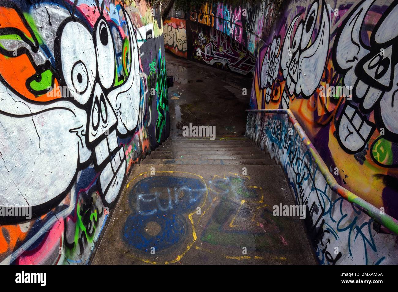 Street art, graffiti in a subway, Dossenheim, Baden-Wuerttemberg ...