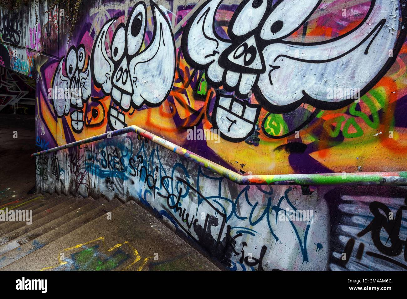 Street art, graffiti in a subway, Dossenheim, Baden-Wuerttemberg ...