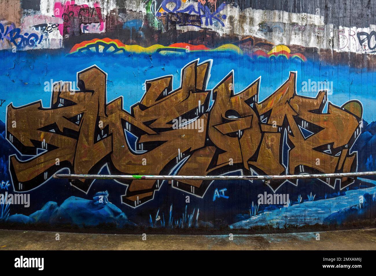 Street art, graffiti in a subway, Dossenheim, Baden-Wuerttemberg ...