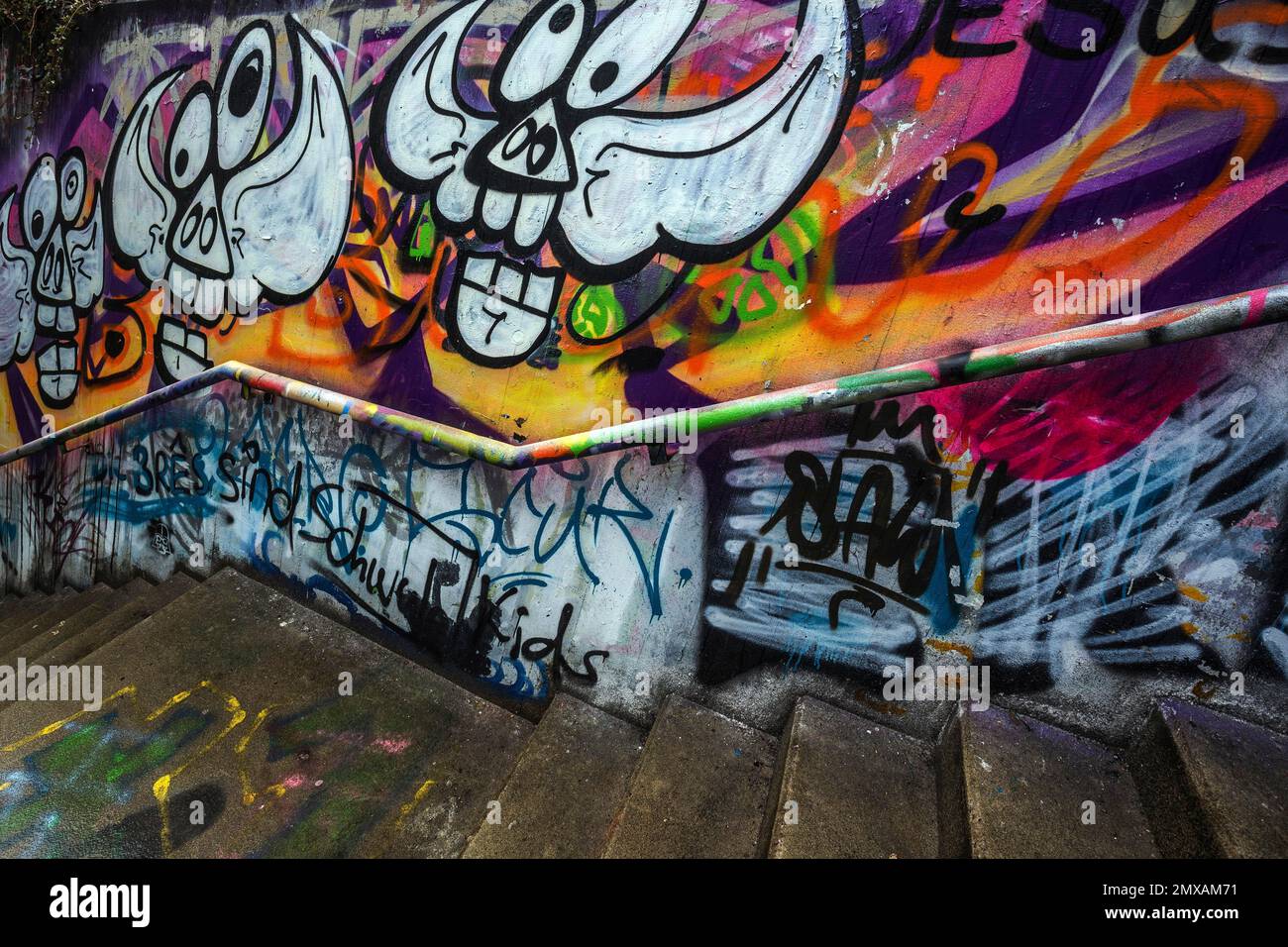 Street art, graffiti in a subway, Dossenheim, Baden-Wuerttemberg ...