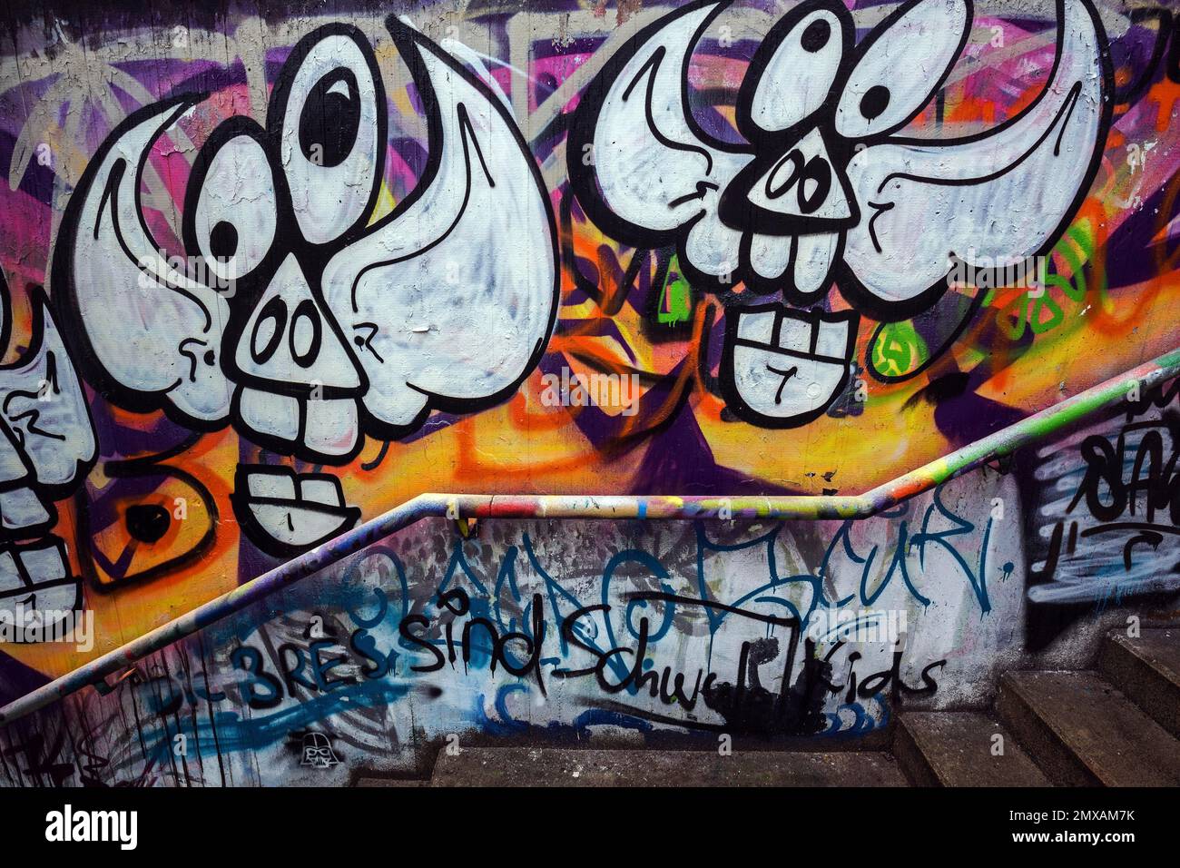 Street art, graffiti in a subway, Dossenheim, Baden-Wuerttemberg ...