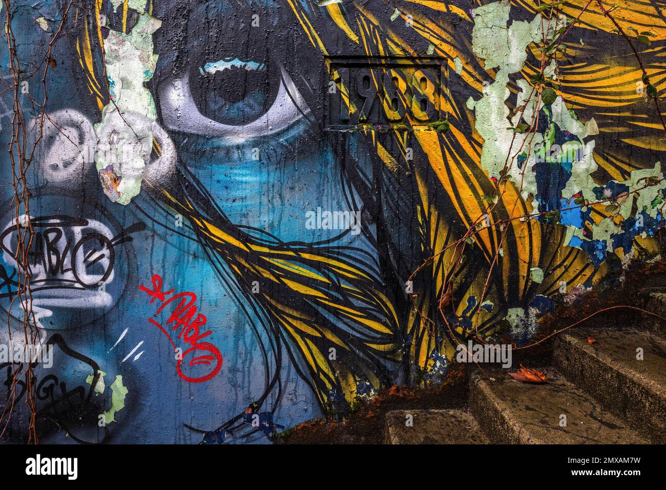 Street art, graffiti in a subway, Dossenheim, Baden-Wuerttemberg ...