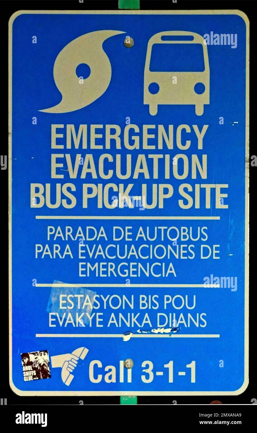 Warning sign to Emergency Evacuation- hurricane, Florida, Florida, USA ...