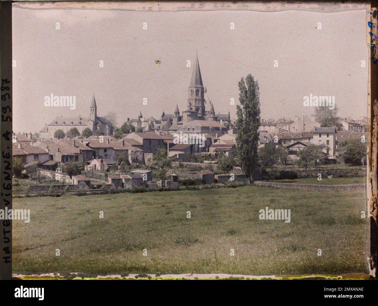 Le Dorat, France seen from the city with the Saint-Pierre collegiate ...