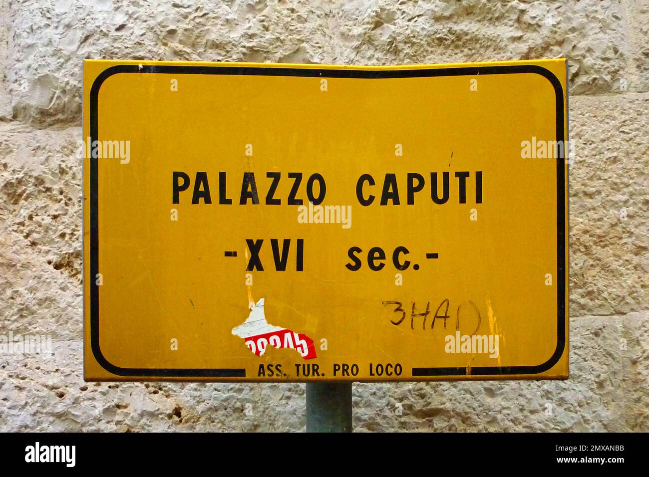 Sign in front of a palazzo, Puglia, Apulia, Italy Stock Photo - Alamy