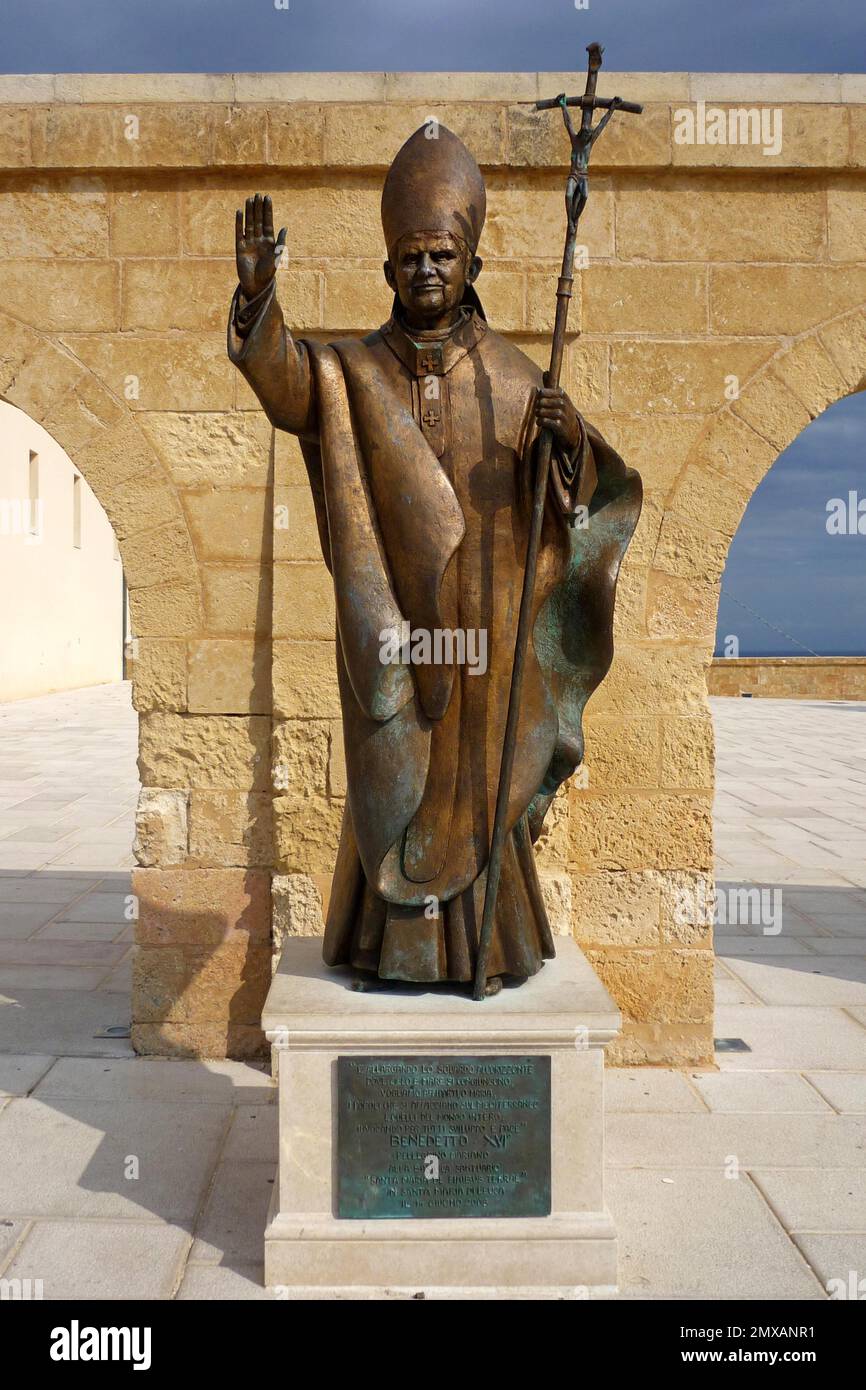 Statue of Benedict XVI Sanctuary of Santa Maria di Leuca, Puglia, Leuca ...