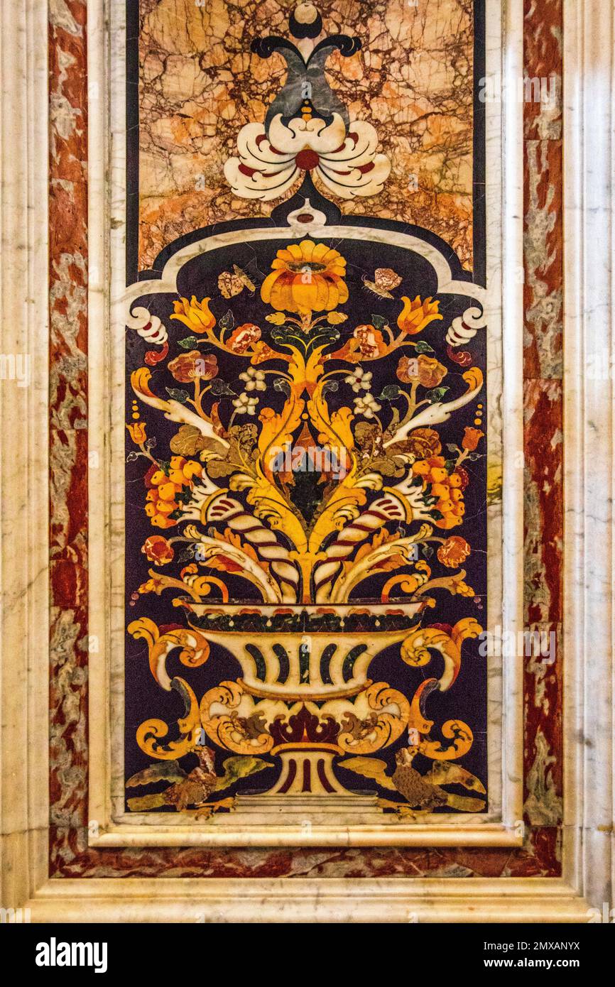 Baroque chapel with 18th century marble mosaics and statues San Cataldo ...