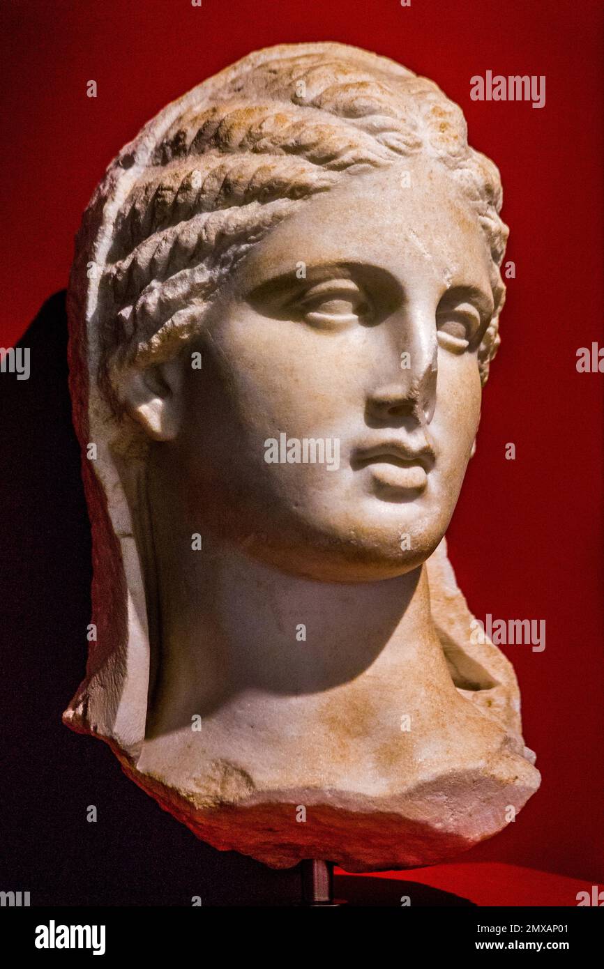 Female marble head with melon hairstyle, 2nd century BC National ...