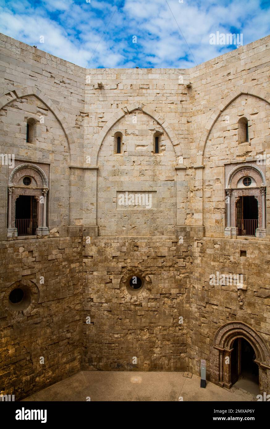 Octagonal courtyard of the fort, landmark of the region, Castel del ...