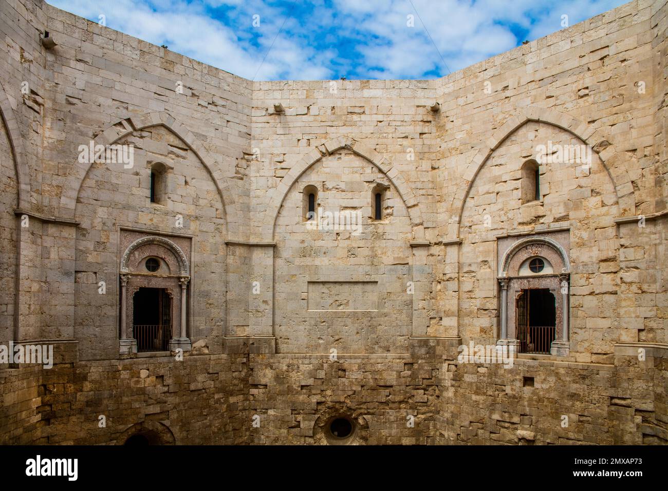 Octagonal courtyard of the fort, landmark of the region, Castel del ...