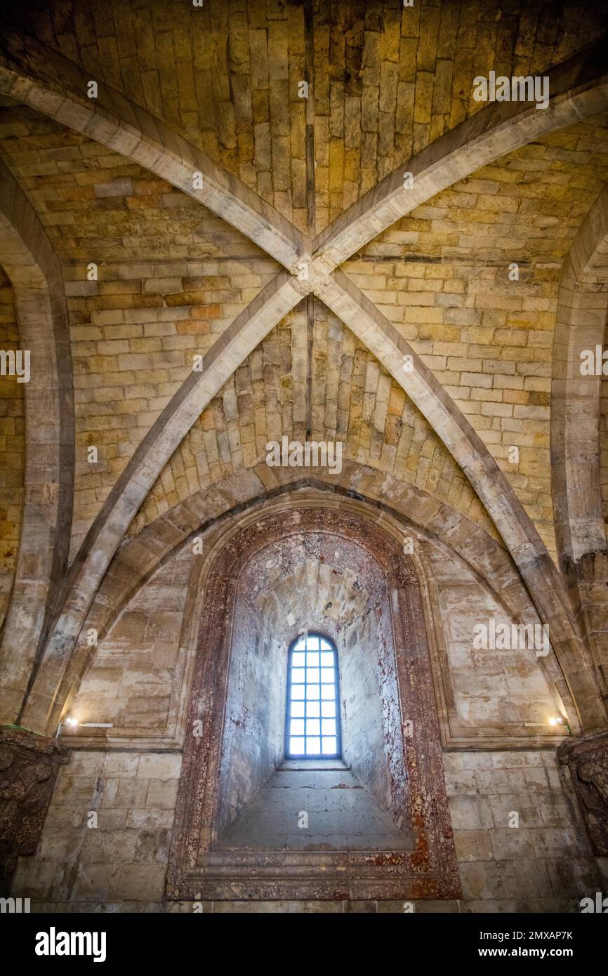 Interior of the castle, landmark of the region, Castel del Monte ...