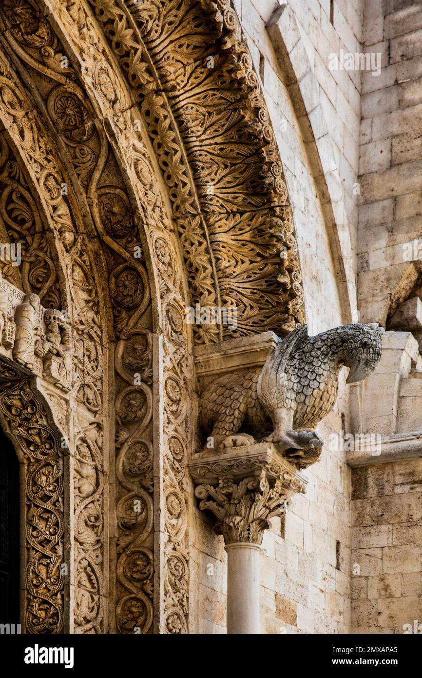 Portal of the Cathedral of San Valentino, work of the Lombard school ...