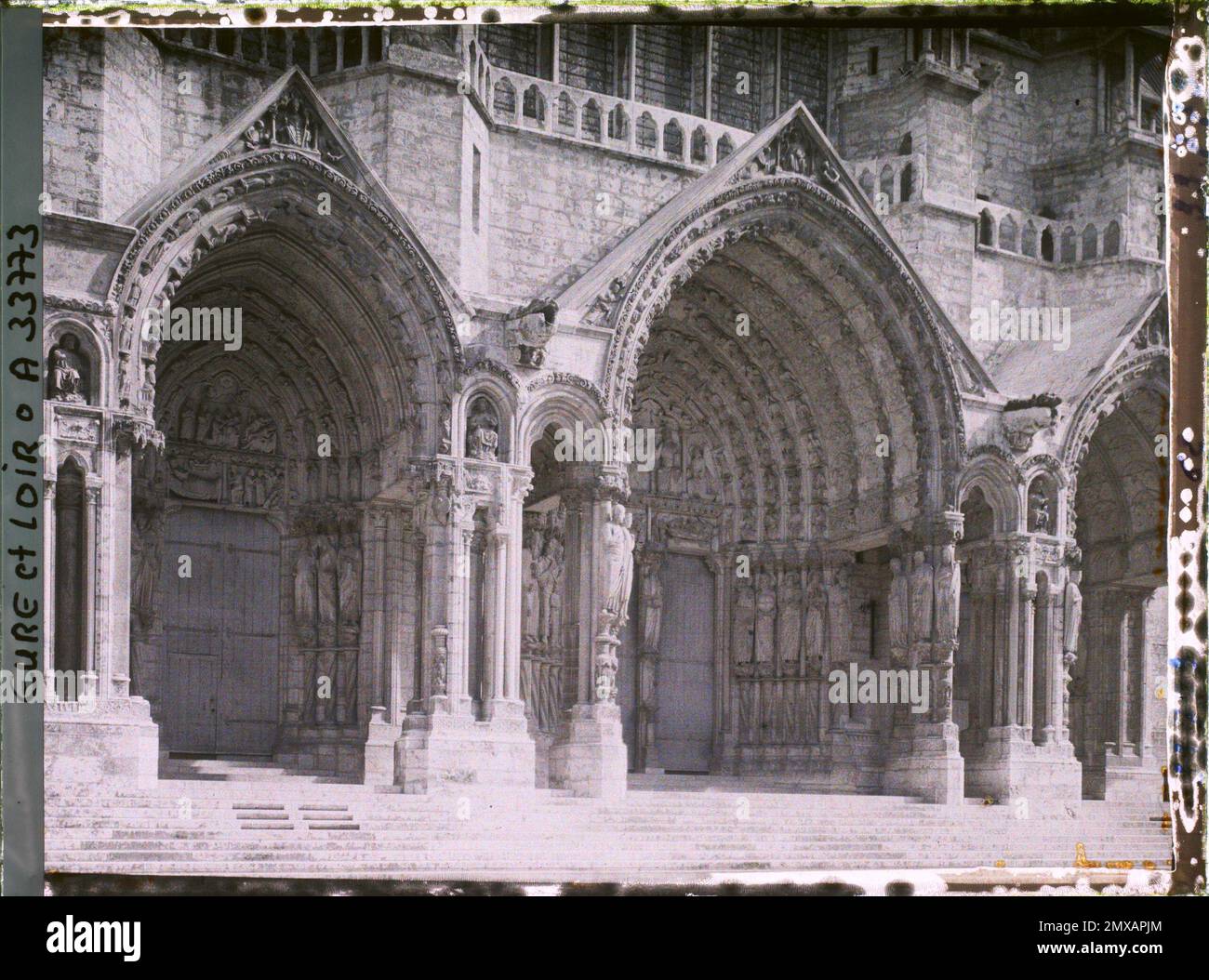Chartres, France The three entries of the northern portal of Notre-Dame ...