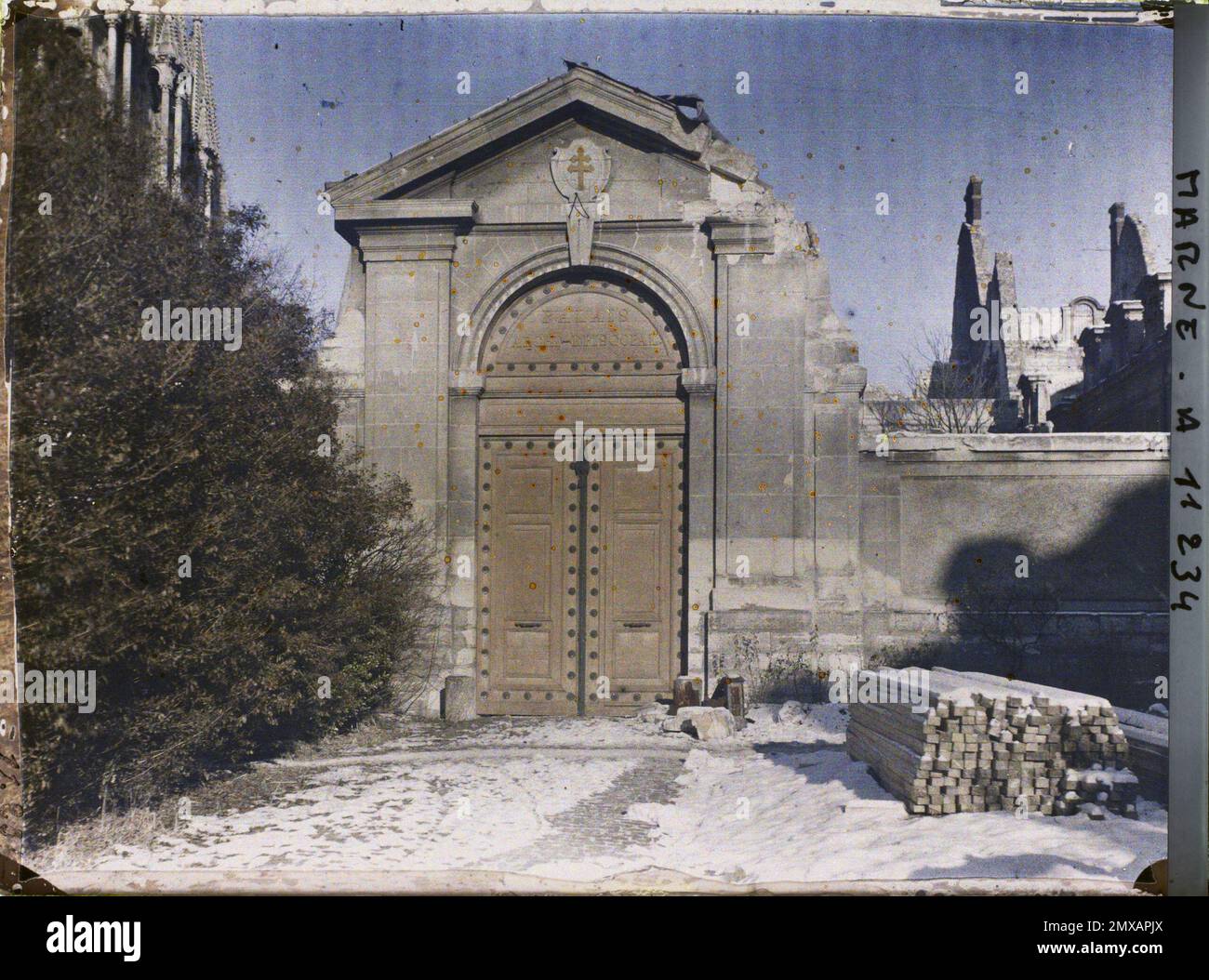 Reims, Marne, Champagne, France The entrance to the old archbishopric ...