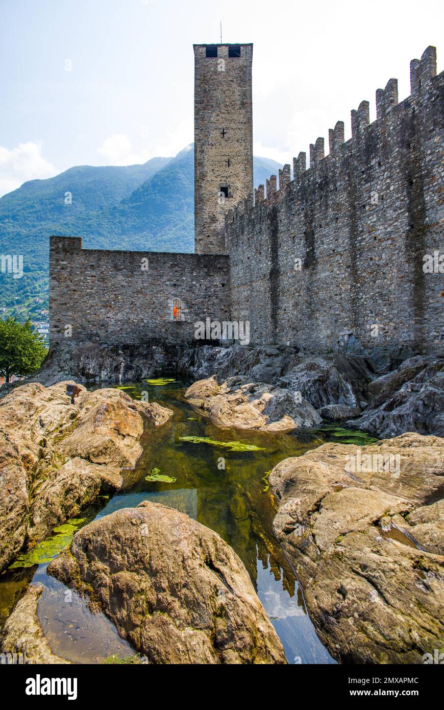 Castelgrande, oldest and most powerful castle of Bellinzona, Ticino ...