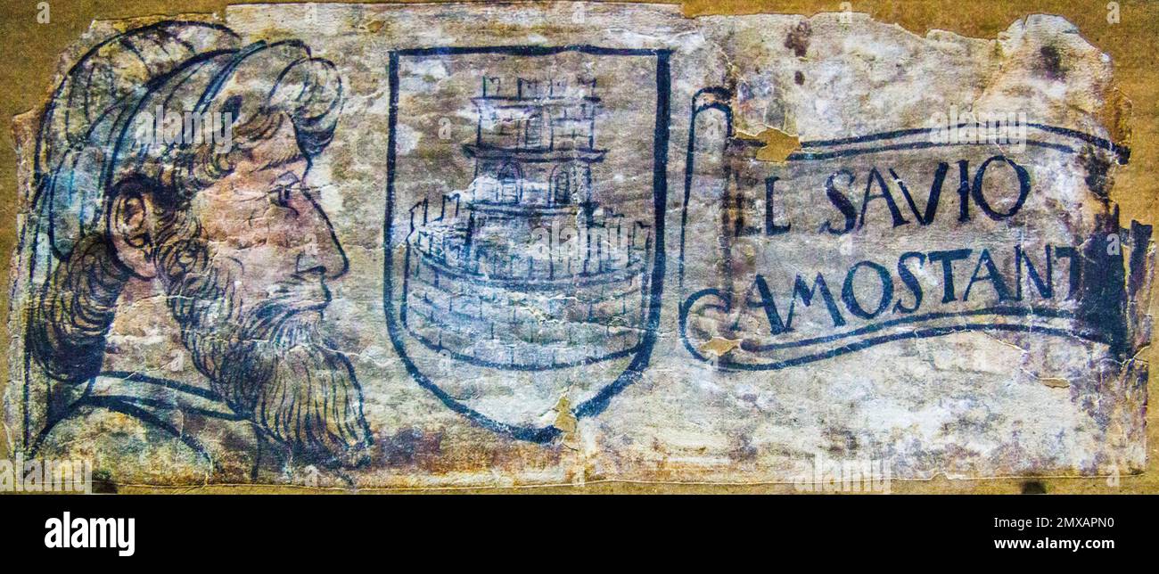 Cido-Carolingian pagan mercenary leader, El Savio Amostante, tempera ...