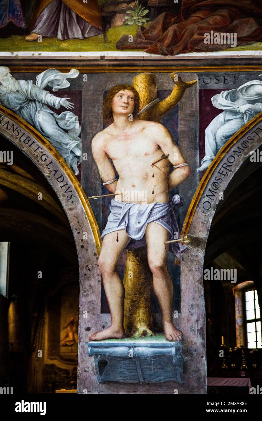 Saint Sebastian, Renaissance fresco by the Italian artist Bernardino ...