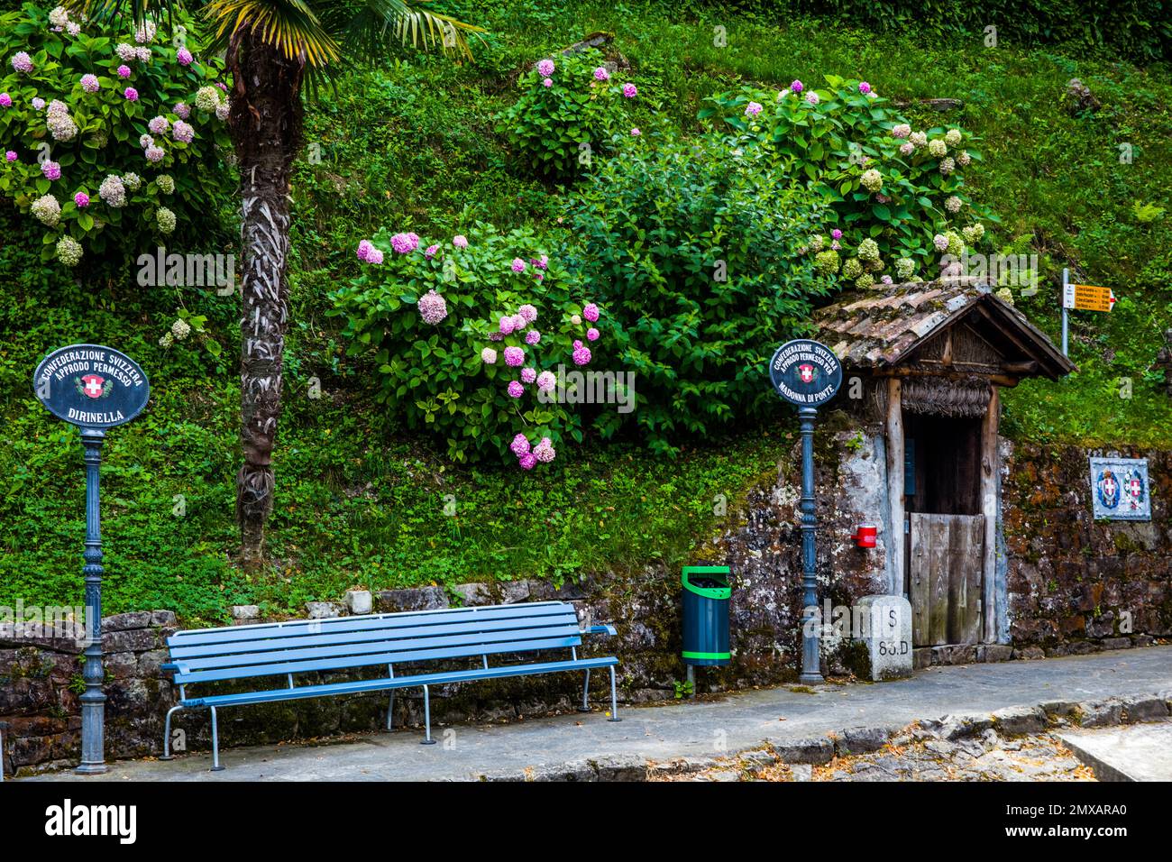 Control booth at the border crossing between Switzerland and Italy at ...