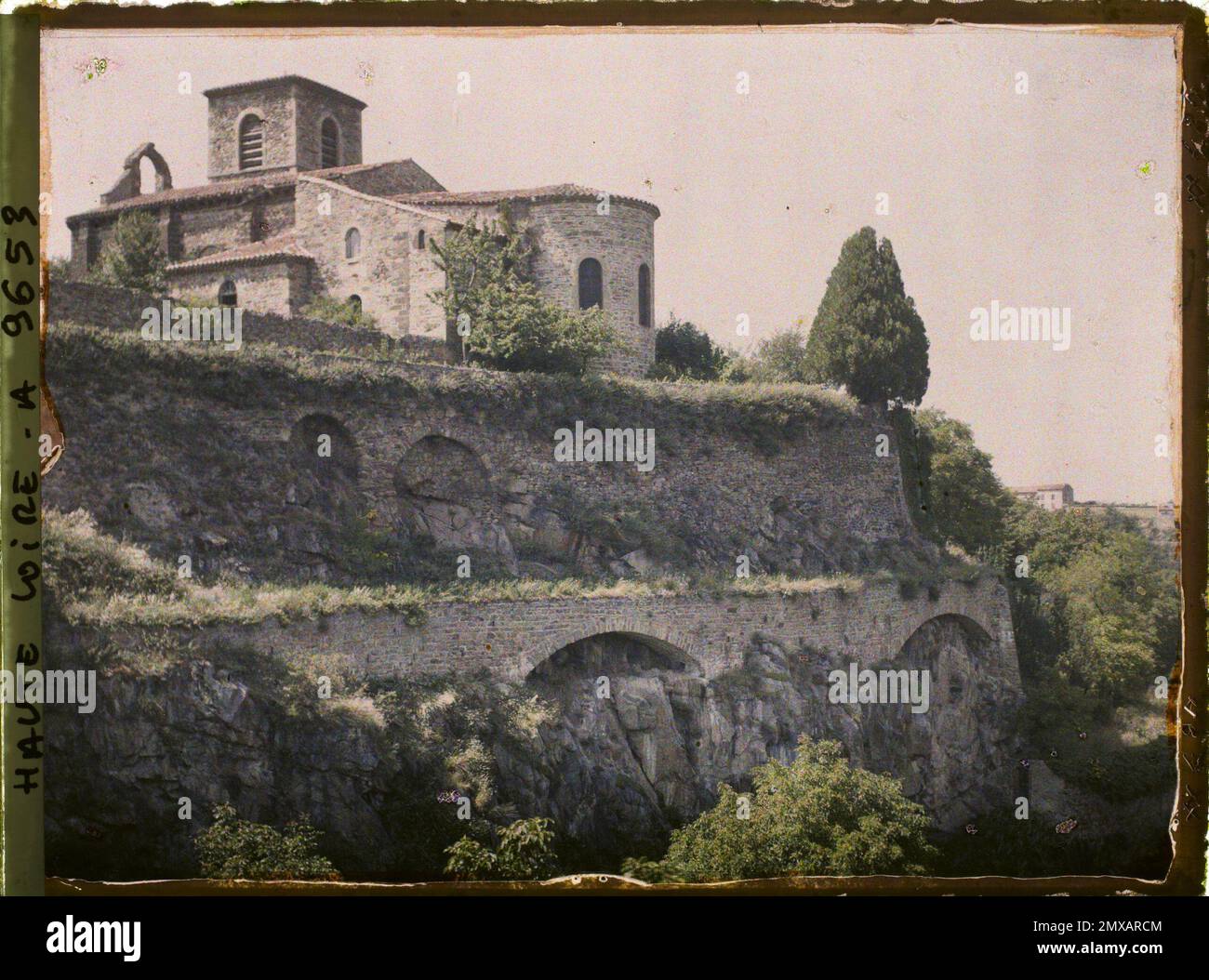 Vieille-Brioude, France the Sainte-Anne church seen from the bridge ...