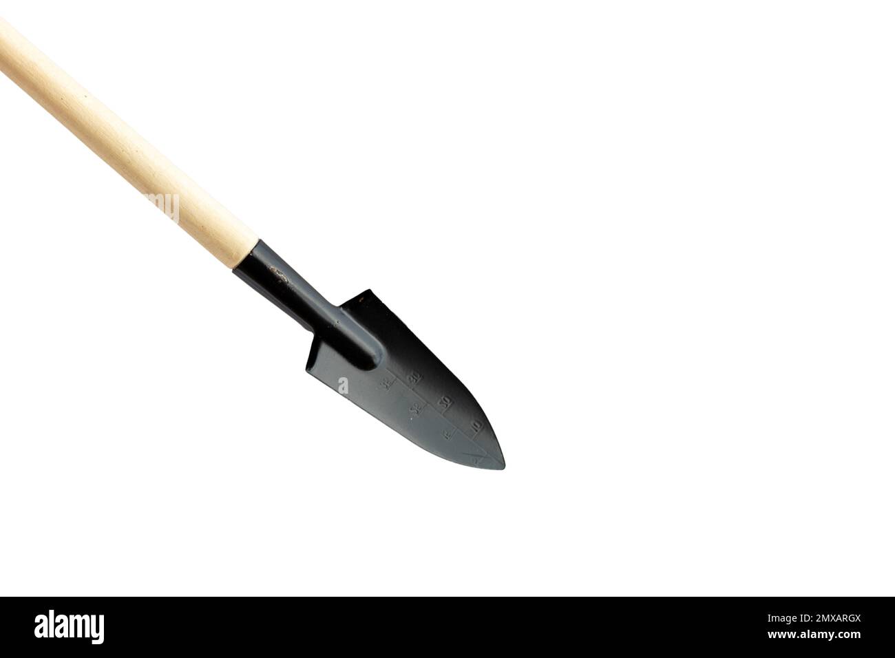 Miniature narrow shovel on isolated white background Stock Photo - Alamy