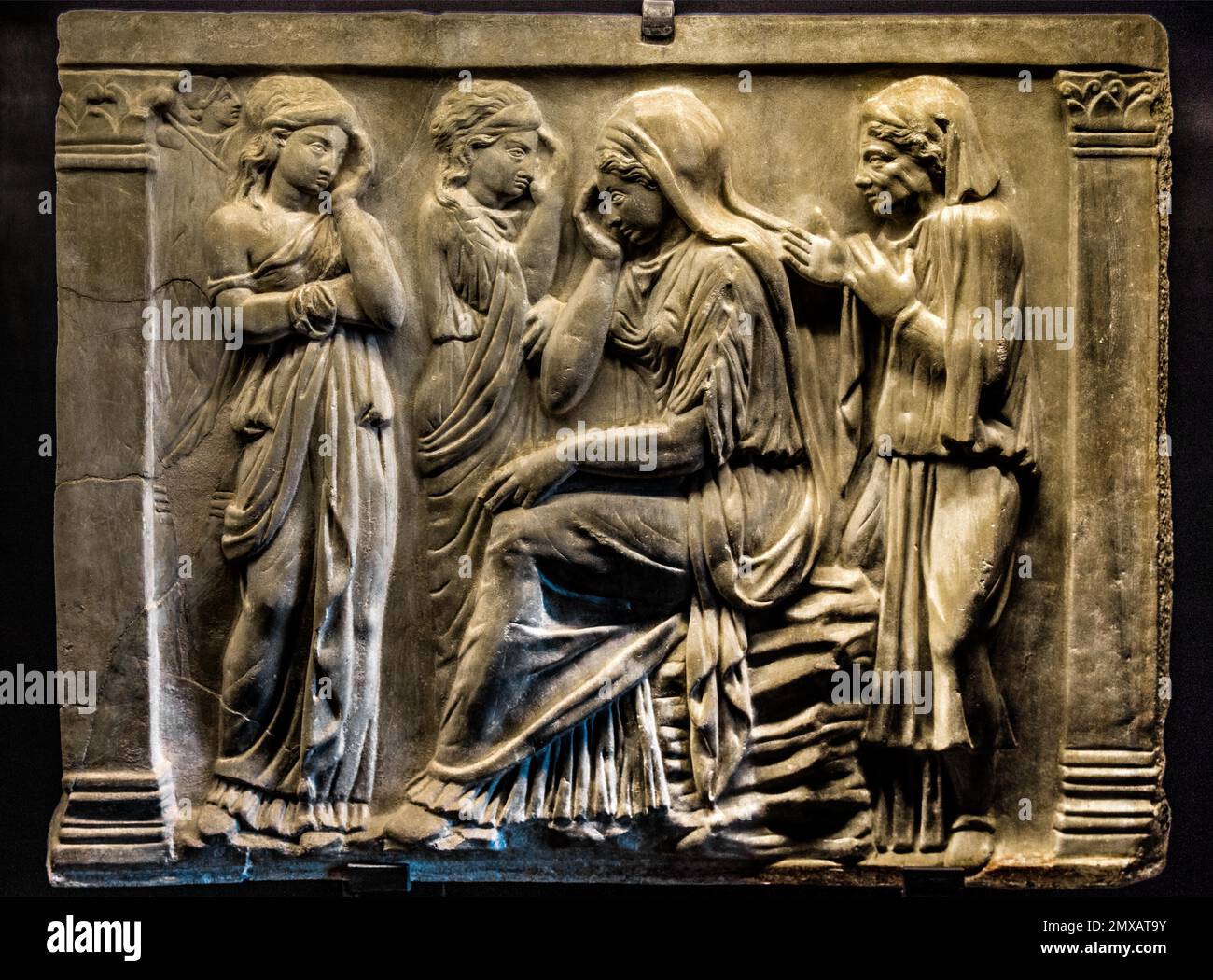 Scene of the fall of Troy, sarcophagus, marble, 2nd century A. C ...